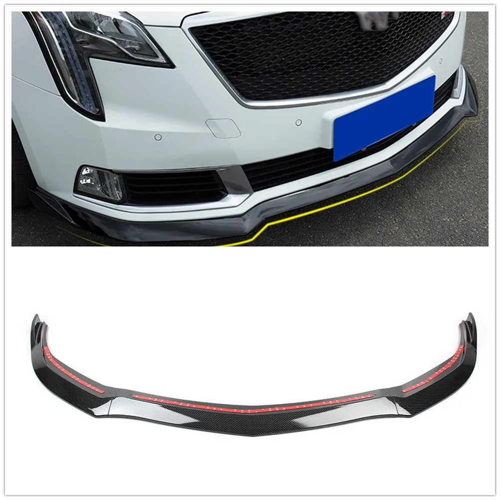 Front-Bumper-Spoiler-Lip-For-Cadillac-XTS-2018-2019-Carbon-Fiber-Look ...
