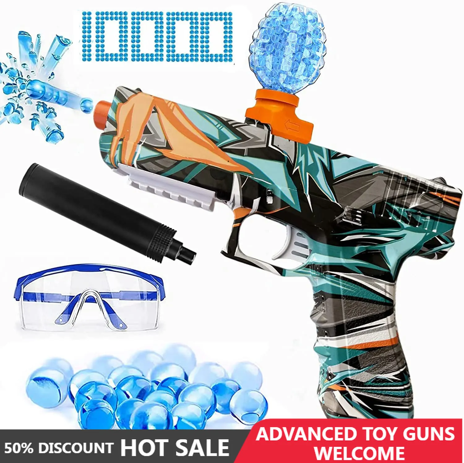Pistola eléctrica Glock para adultos, Pistola de juguete con bolas de ...