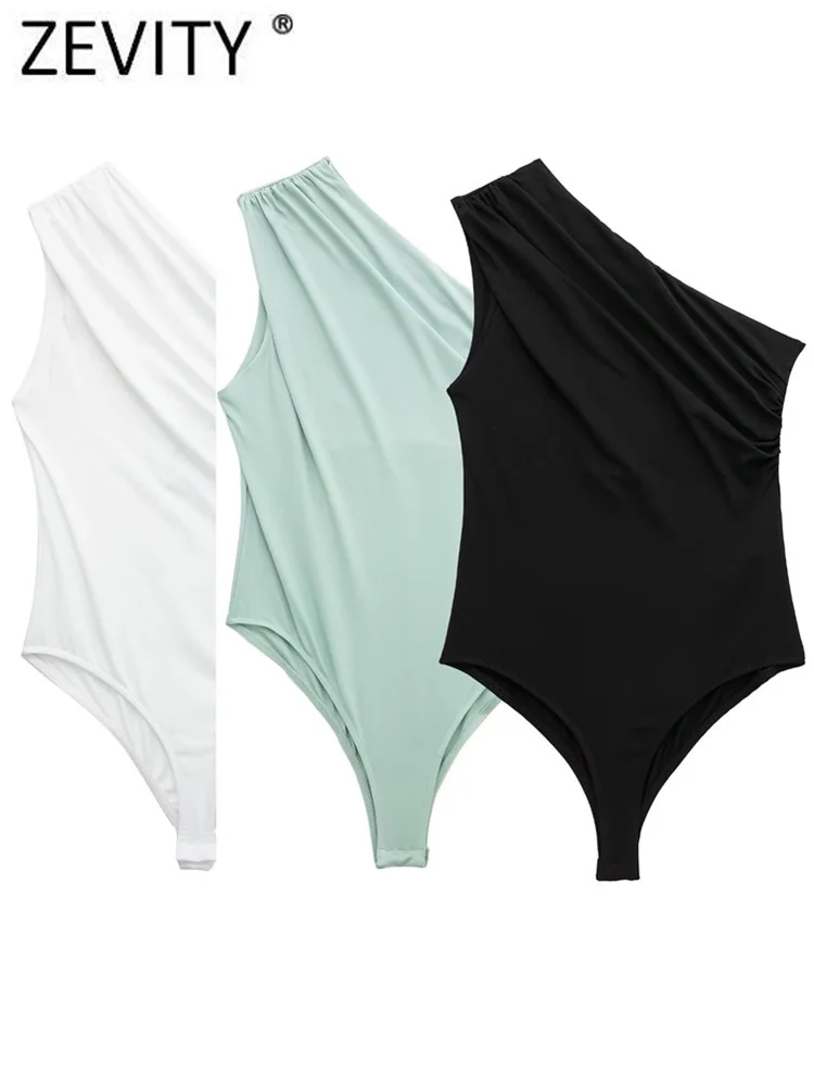 Zevity-Women-Sexy-Solid-Sleeveless-Pleated-Design-Asymmetrical-Slim ...