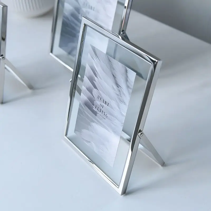 Metal-Frame-Glass-Floating-Picture-Frame-Vertical-Adjustable-Tabletop ...
