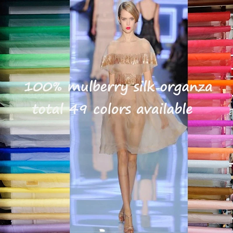 100cm*114cm Plain Pure Silk Organza Fabric Gauze Tecido For Wedding ...