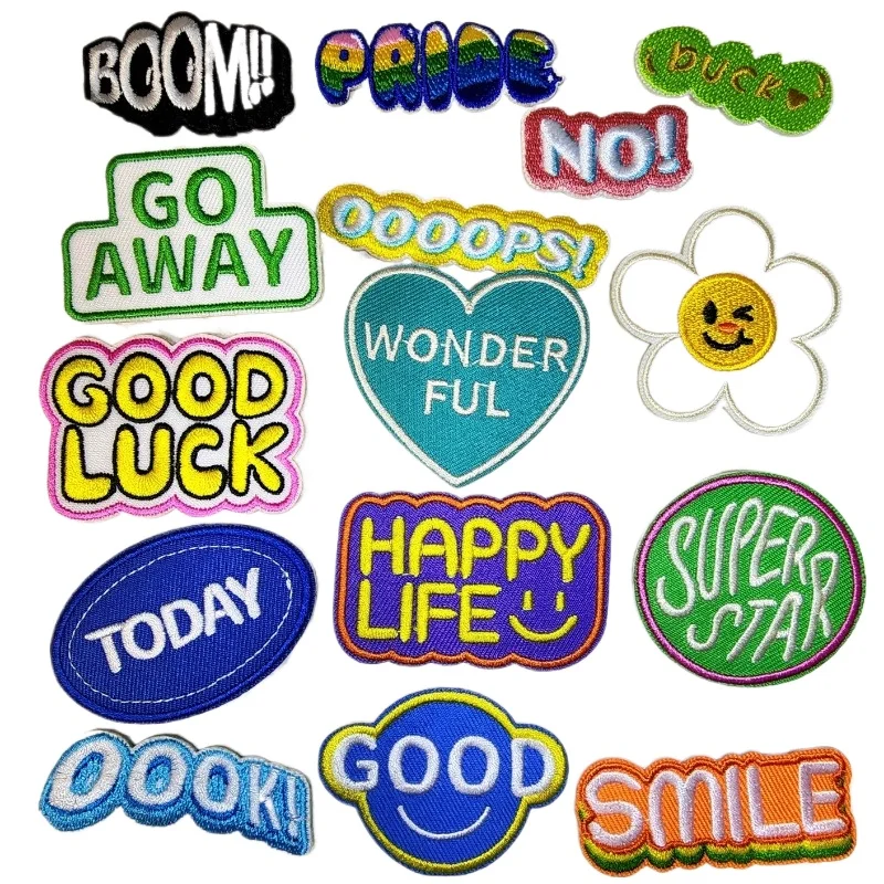 5-10-15Pcs-Funny-Letter-Patch-Cartoon-Sew-Applique-Iron-On-Patches-For ...