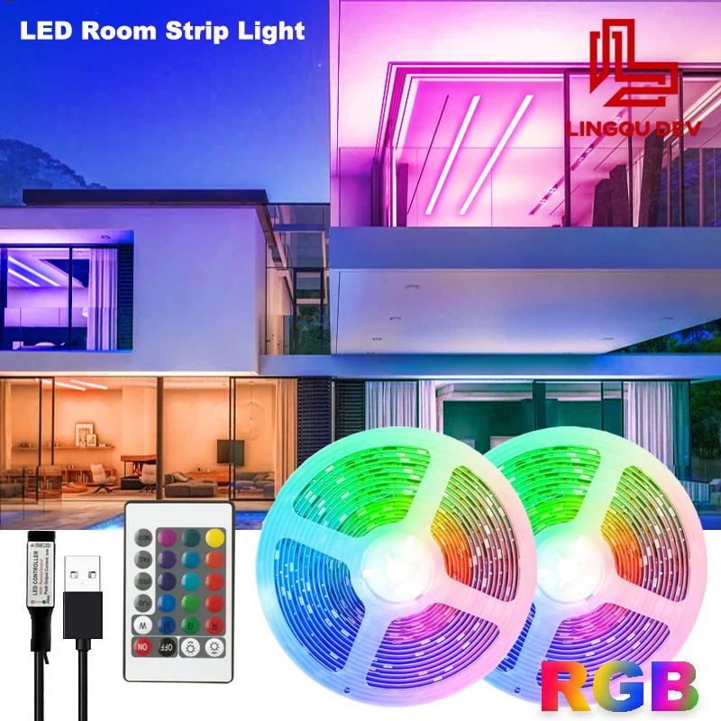 LED 스트립 조명, 30m/20m/15m/10m/1 5m, 방 장식용 컬러 RGB 5050 테이프, 5V LED, TV ...