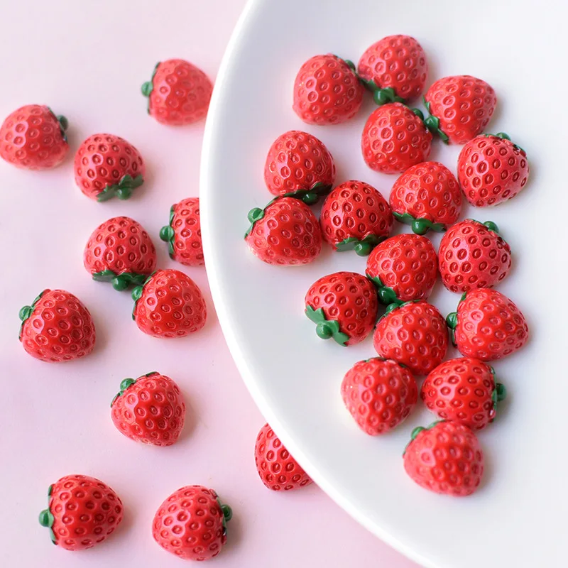 10-Pcs-New-Lovely-Mini-Cartoon-Simulated-Painted-Strawberries-Resin ...