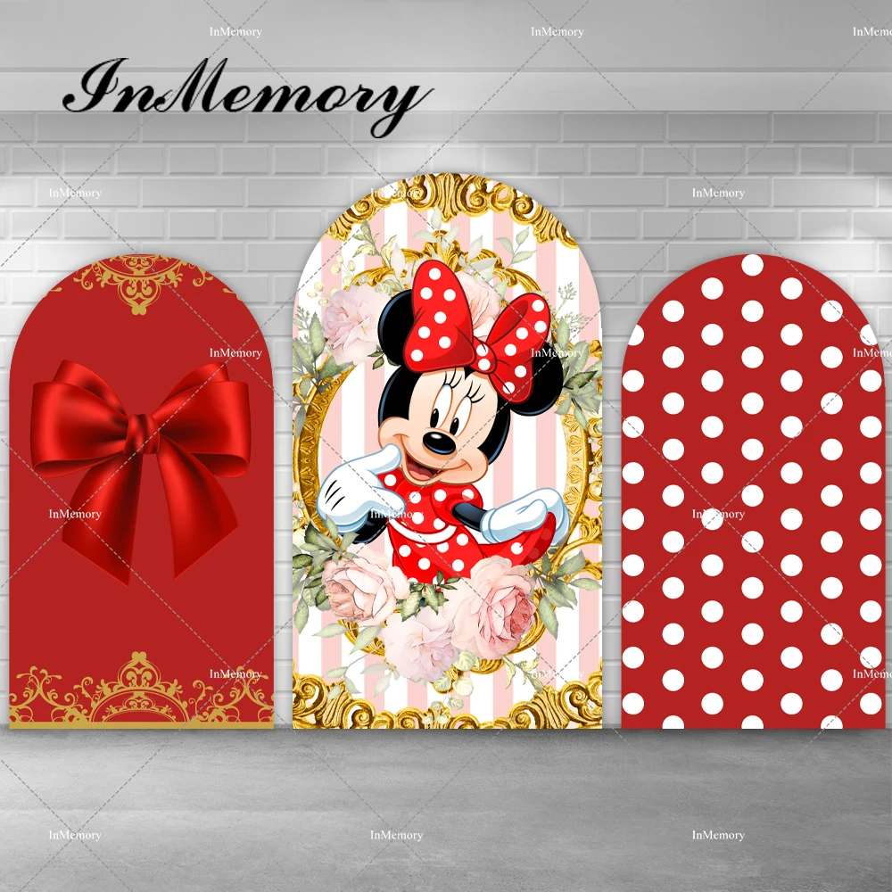 Red Minnie Mouse Arch Backdrop Cover For Girls Newborn Baby Shower 1st ...