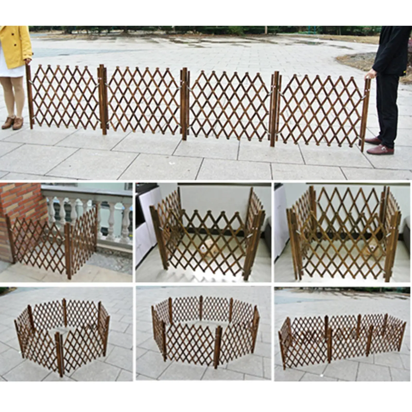 Wooden Expandable Accordion Dog Gate for Hallways Outdoor Small Medium ...