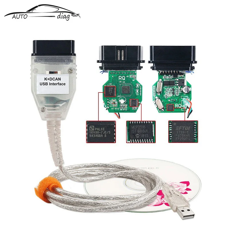 For Bmw K+dcan Usb Interface With Switch For Inpa Obdii Diagnostic Cable For K+can &k-line In-pa ...