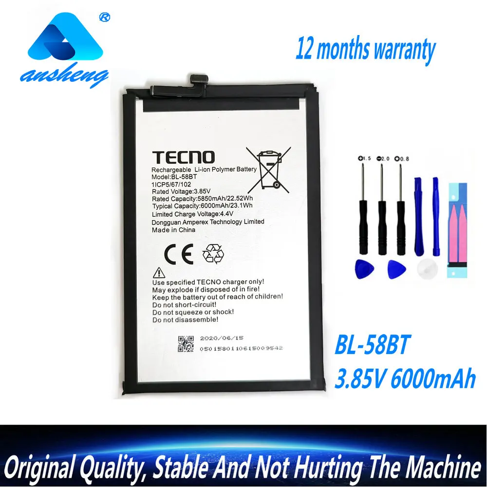 Original-3-85V-6000mAh-BL-58BT-Battery-For-TECNO-LC7-SPARK-6-Air-KE6 ...