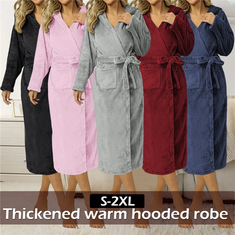 Lady-Bathrobe-Soft-Long-Sleeves-Loungewear-Plus-Size-Tight-Waist-Autumn ...