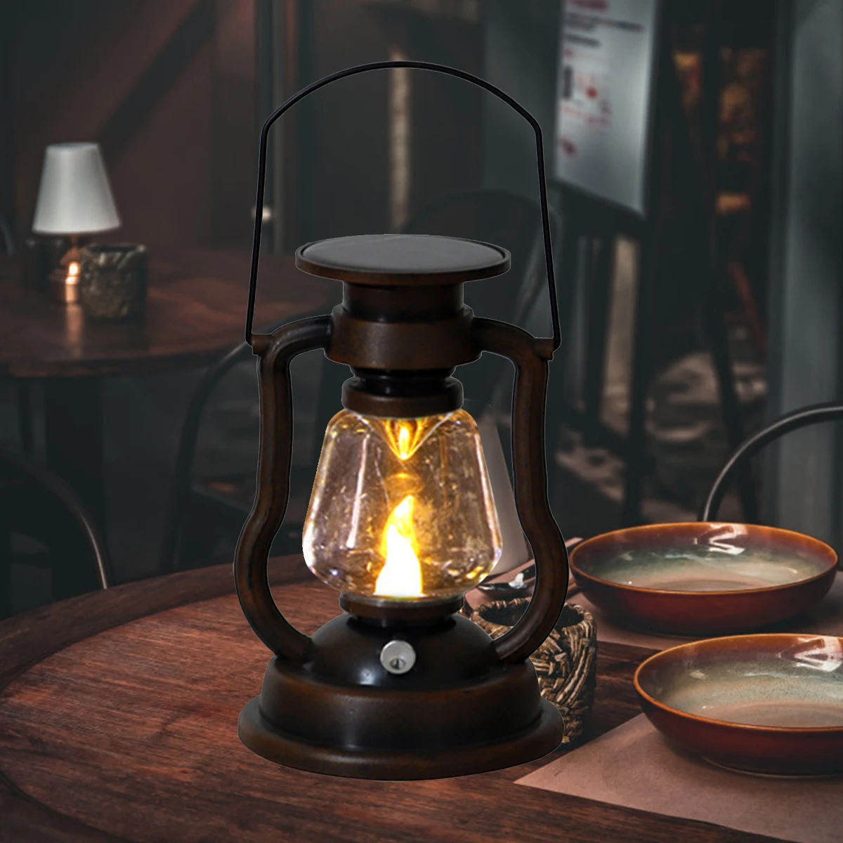 LED Solar Candle Light Retro Kerosene Lamp Solar Powered Hanging Light ...