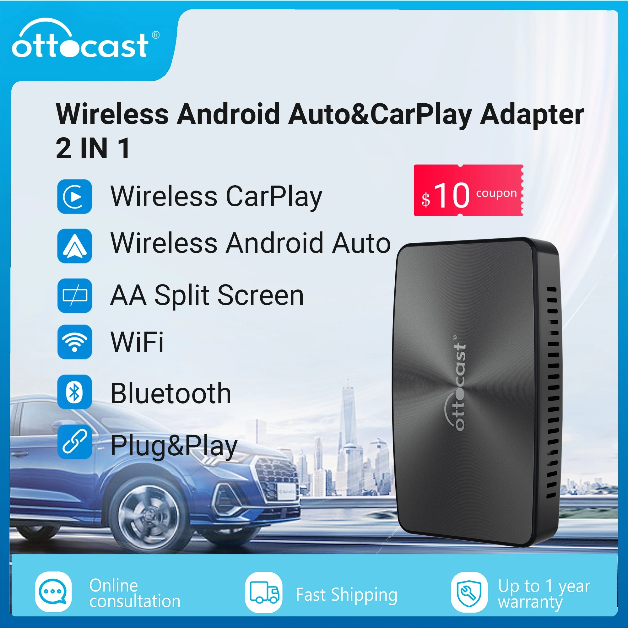OTTOCAST U2 X PRO Wireless Android Auto CarPlay Adapter Carplay Box ...