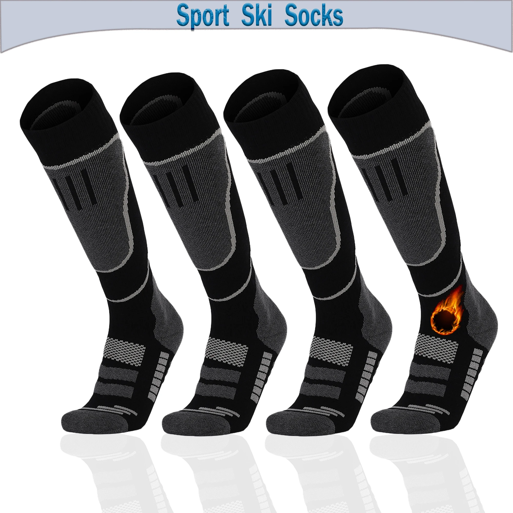 2 Pairs Ski Socks, Cold Weather Socks for Snowboarding, Snow, Winter ...