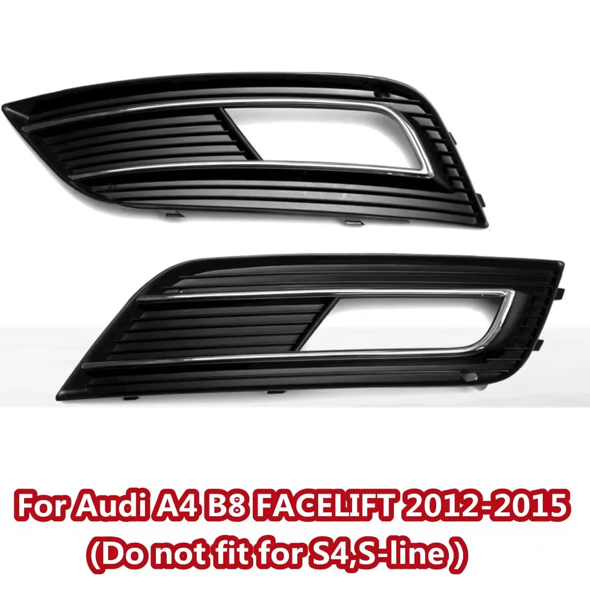 Pair Car Front Bumper Fog Light Grill Grille For Audi A4 B8 Quattro ...