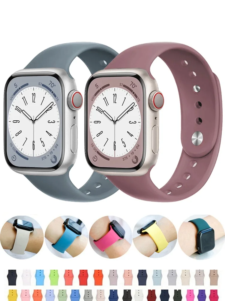 Silicone-strap-For-Apple-Watch-bands-44mm-40mm-49mm-45mm-41mm-38mm-42mm ...