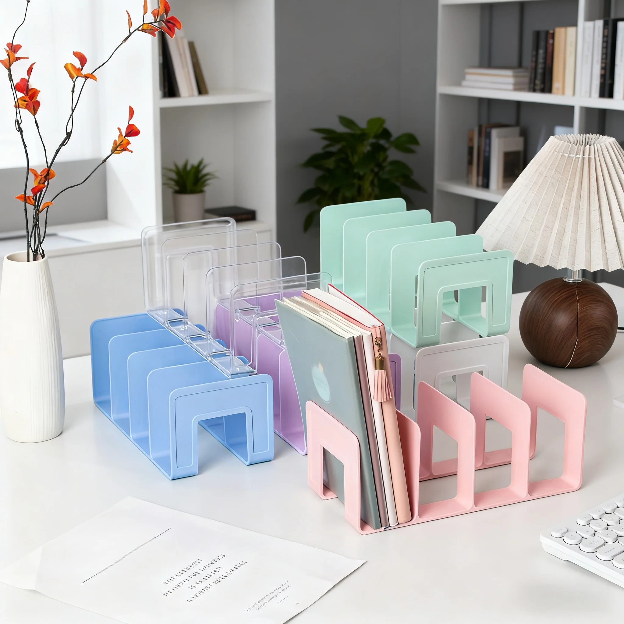 Bookend Shelf, Book Storage Organizer, Acrylic Divider, Book Desk, Book ...