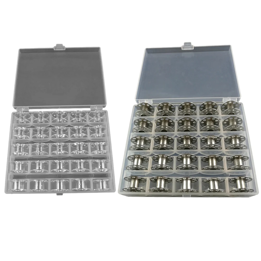 Sewing-Spool-Empty-Spool-Storage-Box-25X-Plastic-Bobbin-Metal-Bobbins ...