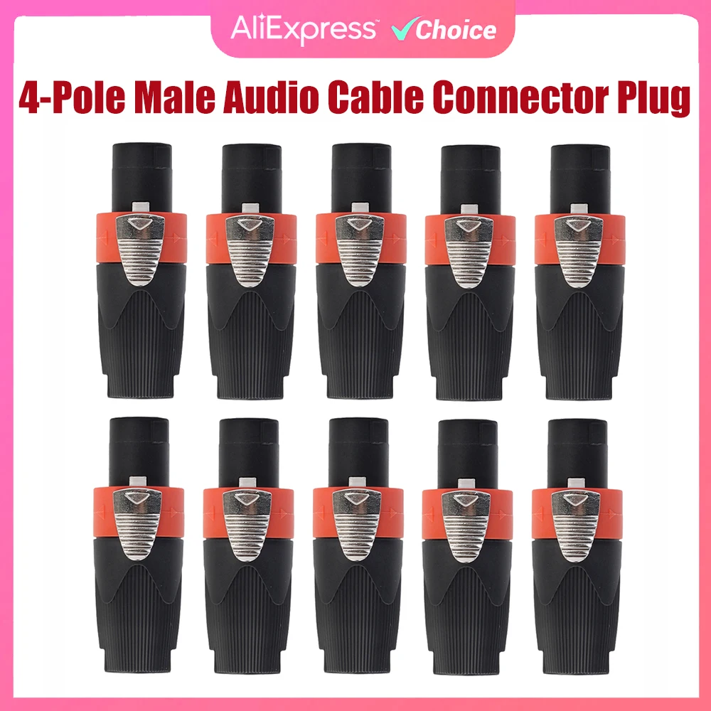 10PCS-Speaker-Connectors-4-Pole-4-Pin-Male-Audio-Cable-Adapter-Speakon ...