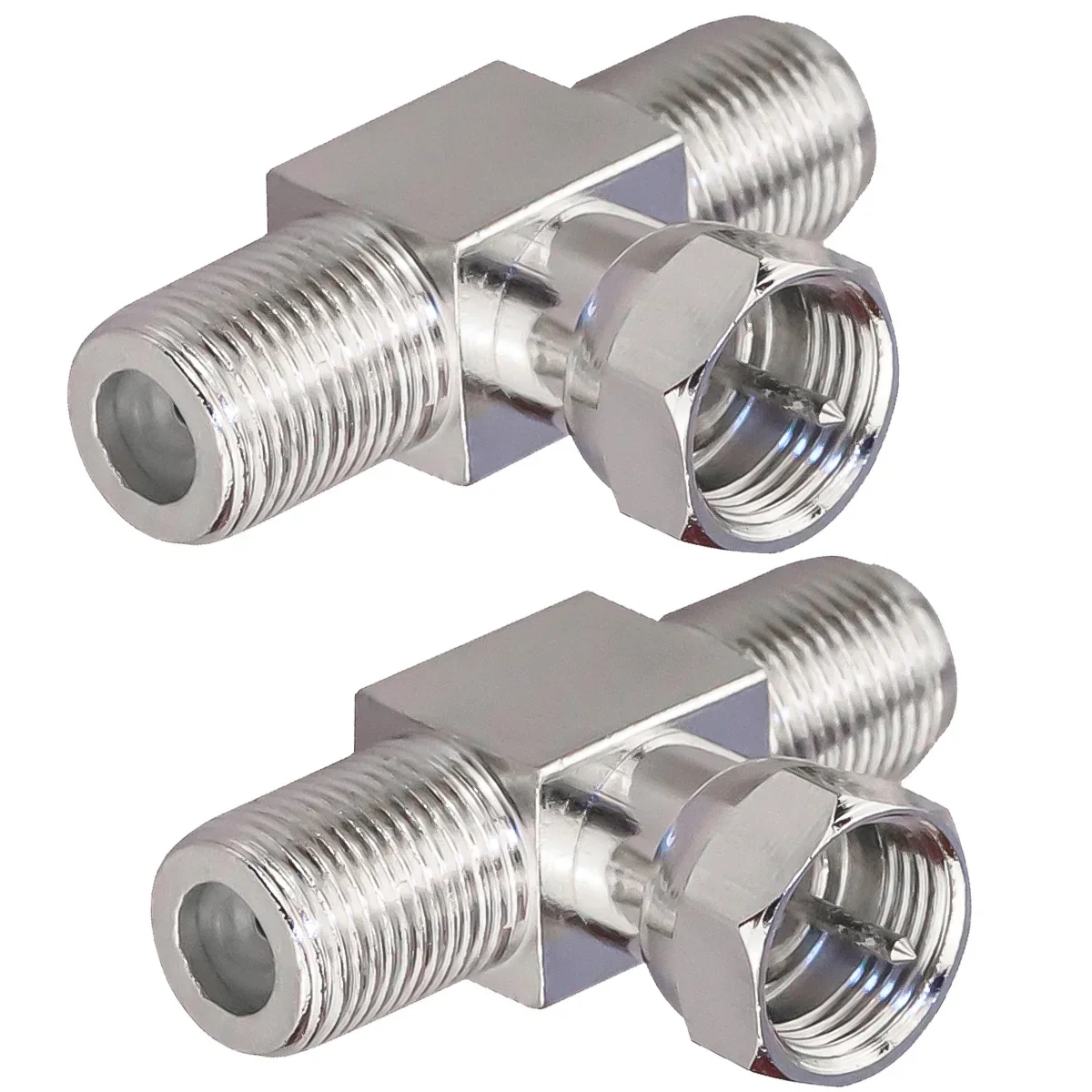 F-Splitter-3-Way-Connector-F-Male-to-Dual-F-Female-Triple-Tee-Connector ...