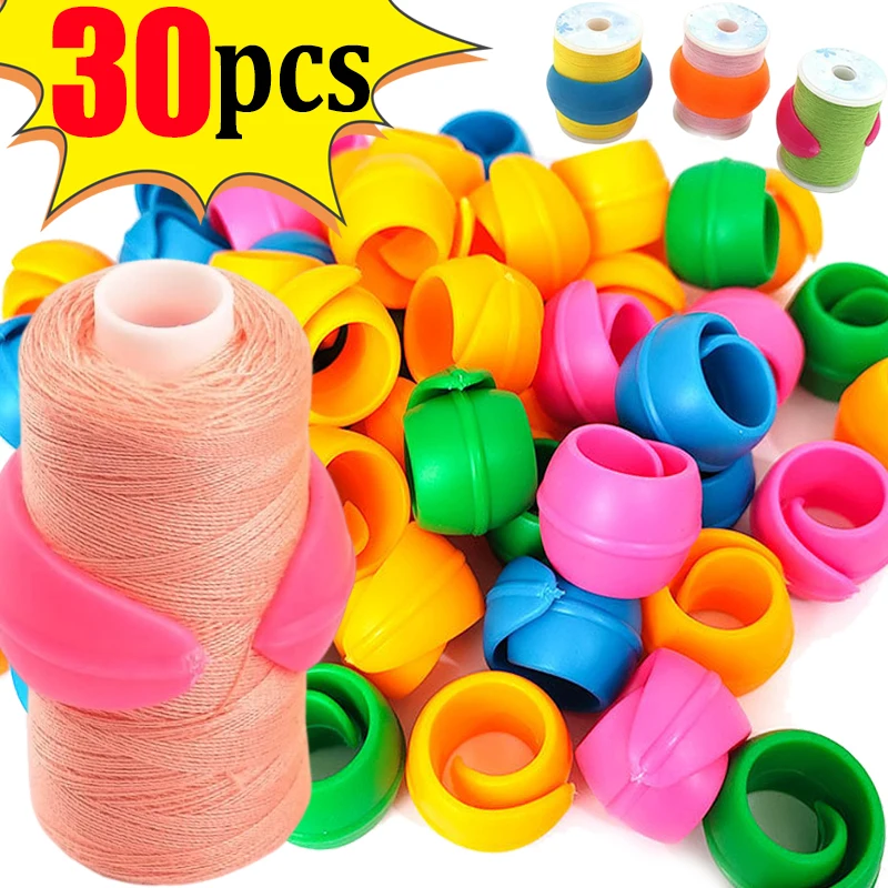 10-30PCS-Silicone-Thread-Spool-Ring-Colorful-Spool-Clamps-Holder-Bobbin ...