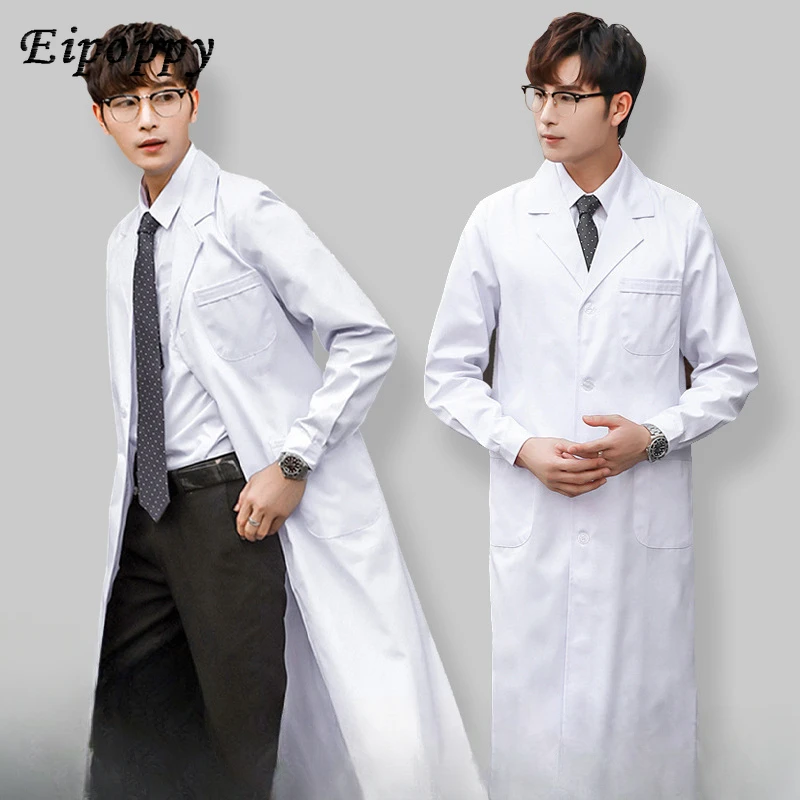 White-Gown-Long-Sleeve-Doctor-s-Overall-Men-s-Short-Sleeve-Lab-Coat ...