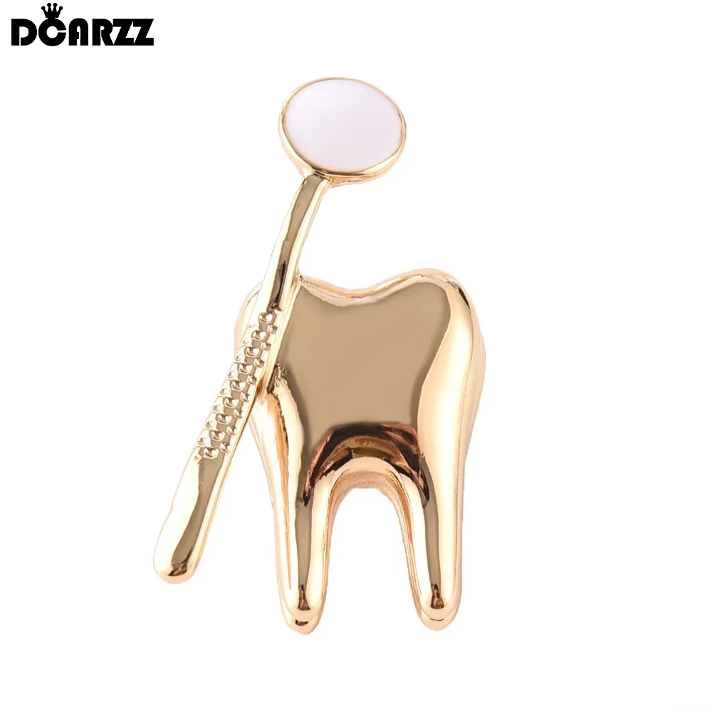 DCARZZ Cute Tooth Pins Brooches Gold Silver Plated Medical Doctor Nurse ...