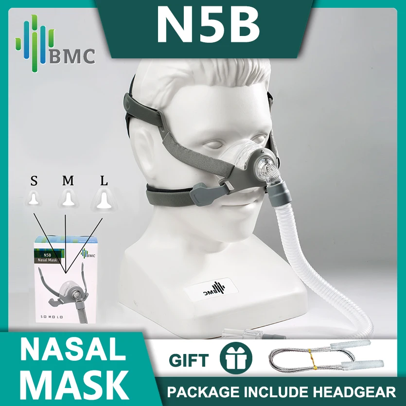 BMC N5B máscara nasal Almofada de silicone de tamanho completo Arnês de ...