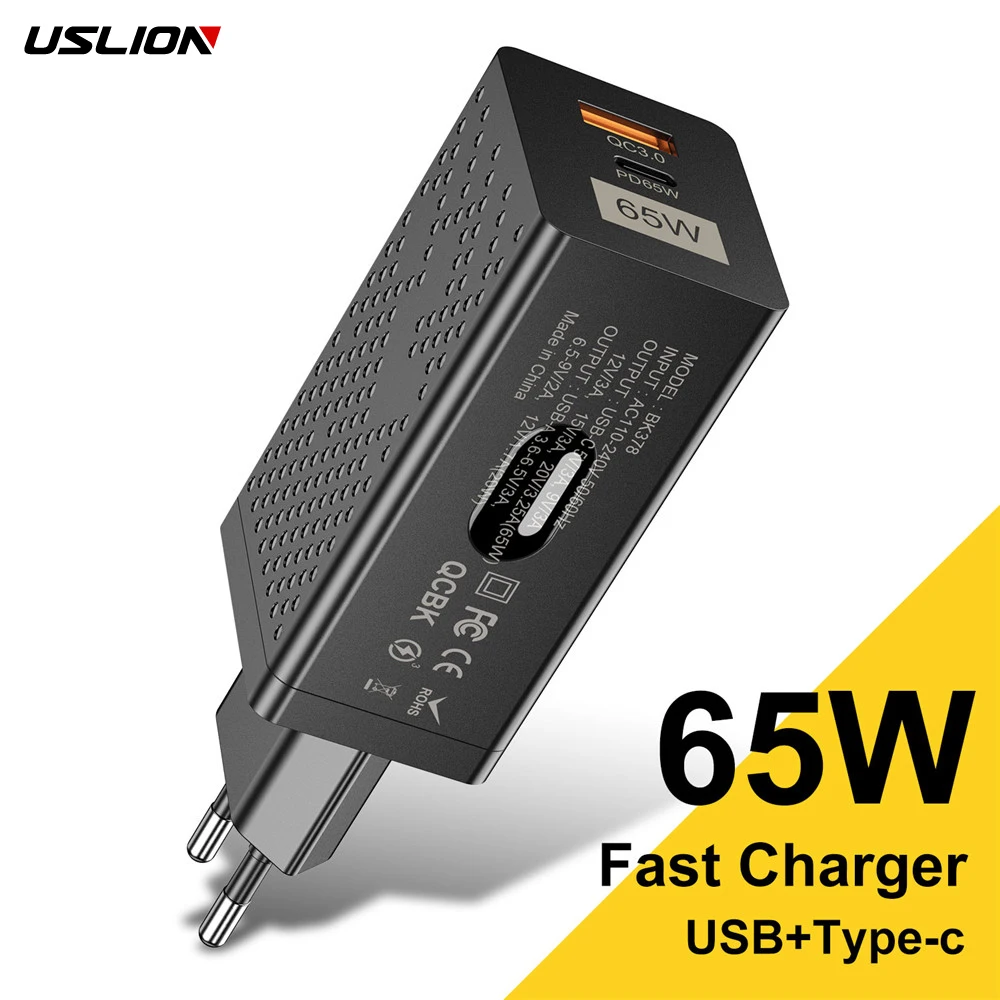 Uslionガン65ワットusb c充電器急速充電4.0 3.0 QC4.0 qc PD3.0 pd USB Cタイプc高速usb充電器 ...