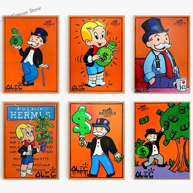 Cartoon Alec Monopoly Art Poster Canvas Painting Big Richie $ Bags ...