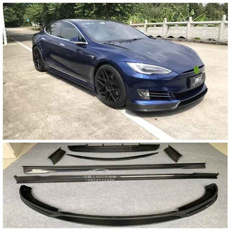 Real Carbon Fiber Bumper Front Lip Splitter + Rear Diffuser + Spoiler ...