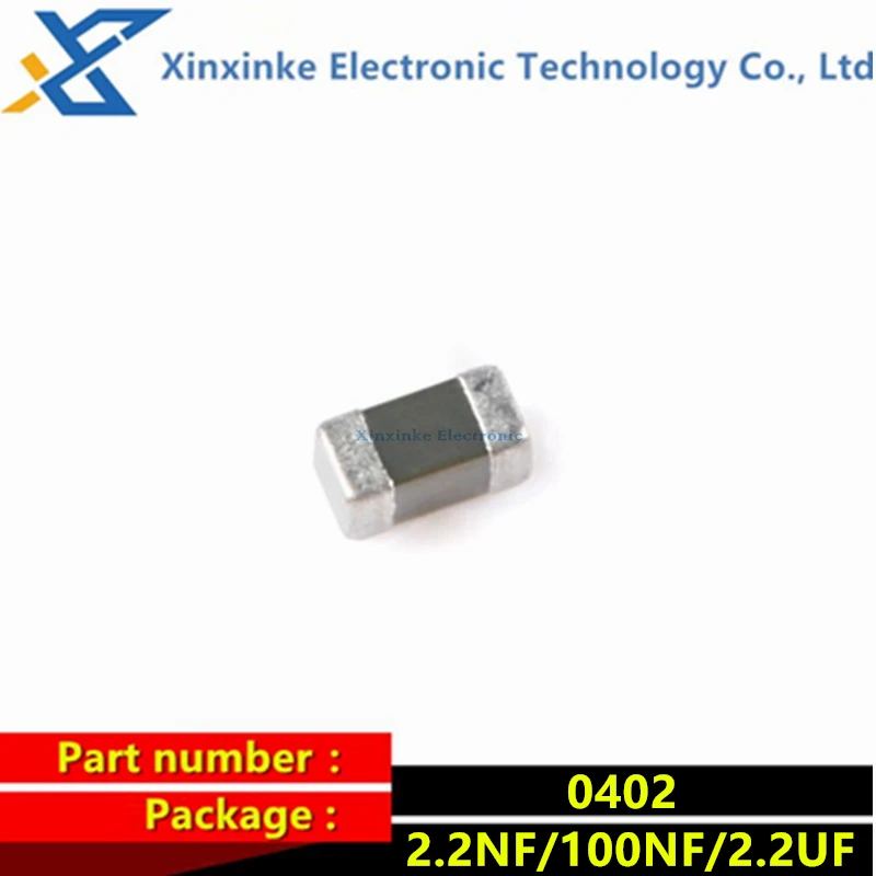 100PCS 0402 Capacitor 100nF 104 ±10% 25V X7R 2.2nF 222 ±10% 50V X7R 2 ...