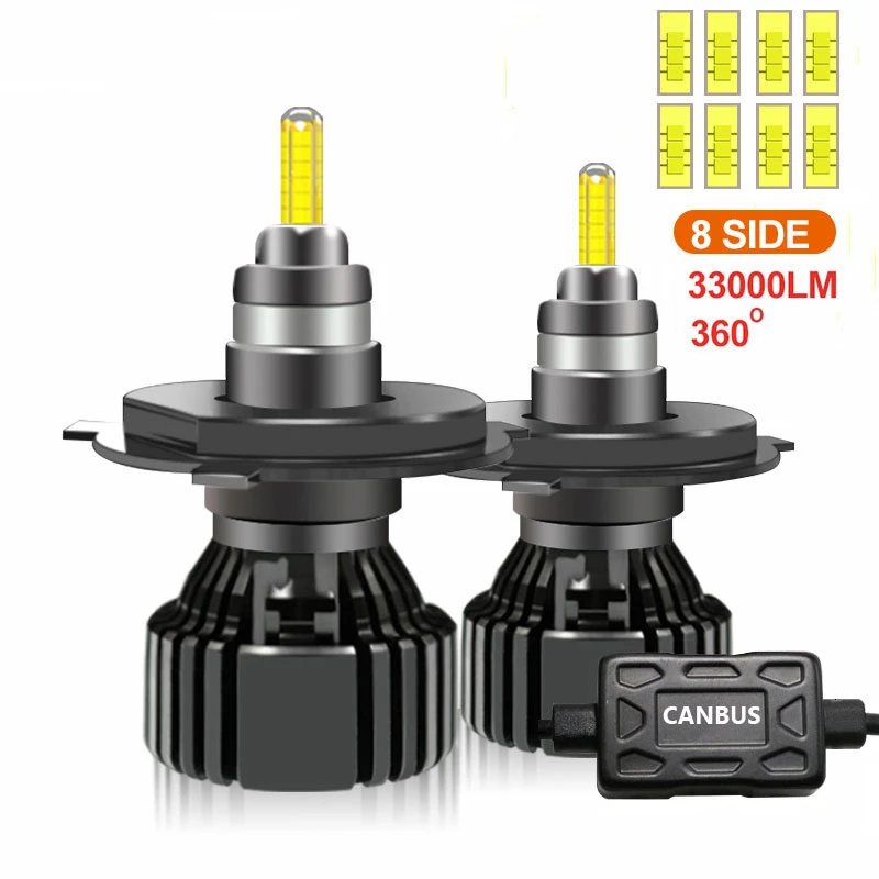 2PCS 33000LM 110W H4 H11 LED 360 Canbus 9012 HIR2 H7 H1 H3 H8 D1S D2S ...
