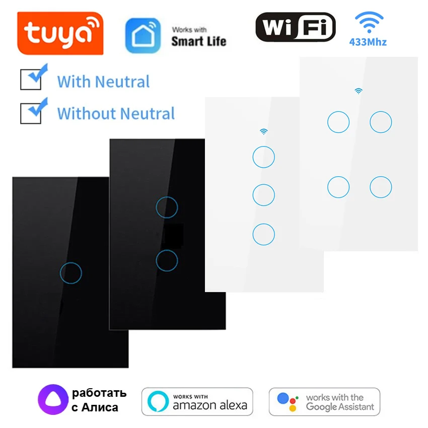 Tuya-WiFi-Smart-Light-US-Switch-1-2-3-4-Gang-Neutral-Wire-No-Neutral ...