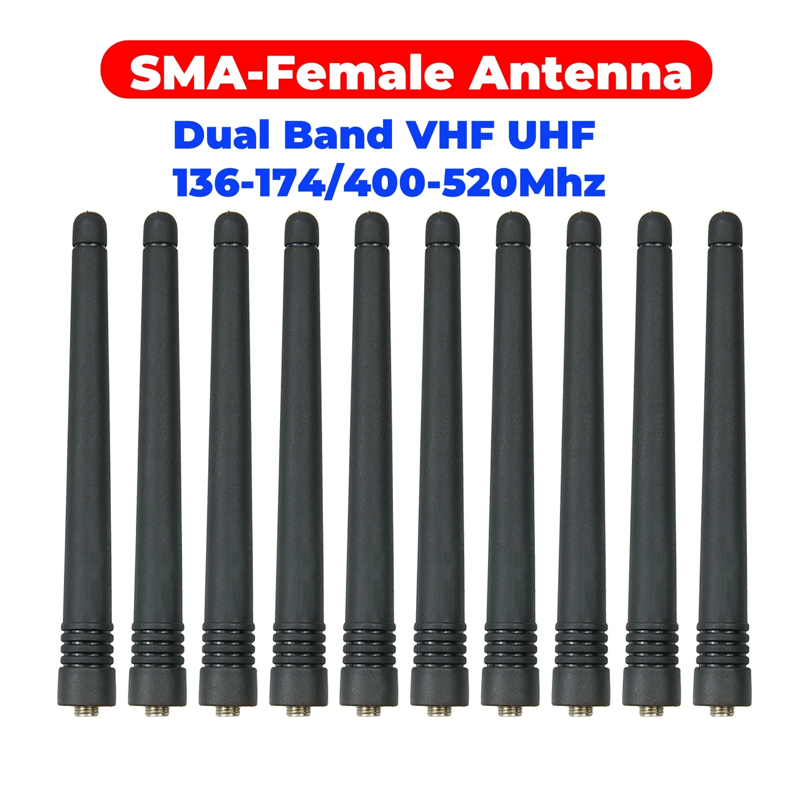 10PCS Dual Band VHF UHF 136-174/400-520Mhz SMA-Female Antenna for ...