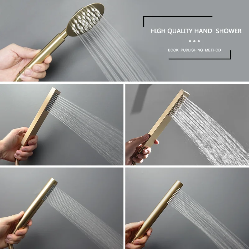 Brushed-Gold-Handheld-Shower-Head-Bathroom-Accessories-304-Stainless ...