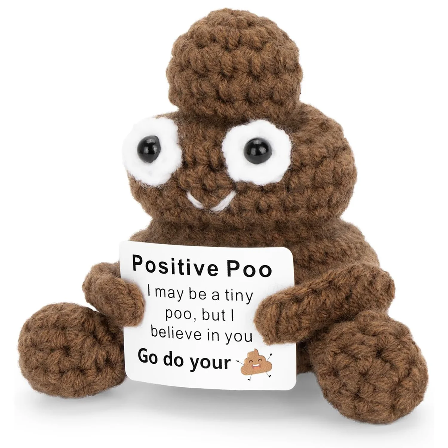 Funny Handmade Positive Poo Doll With Card Home Decoration Knitted Poo ...