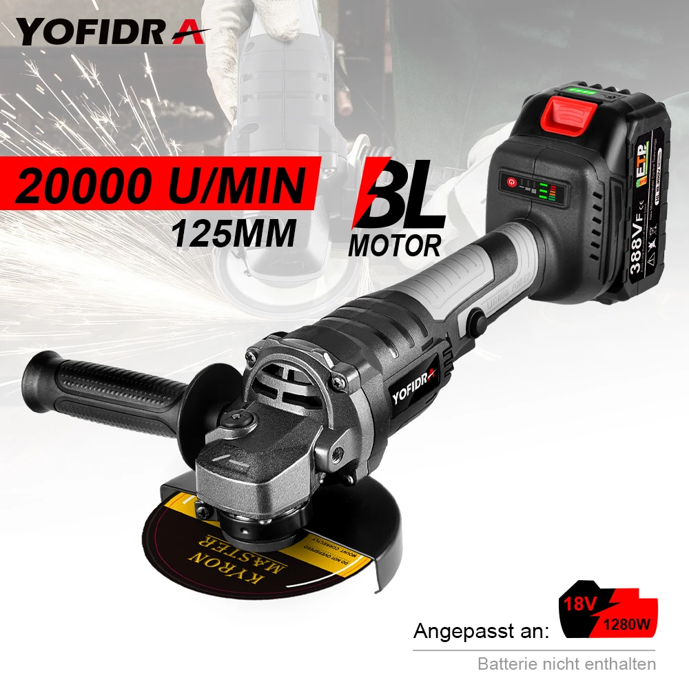 M14 Brushless Elétrica Angle Grinder 125MM 3 Engrenagem Fit para Makita ...