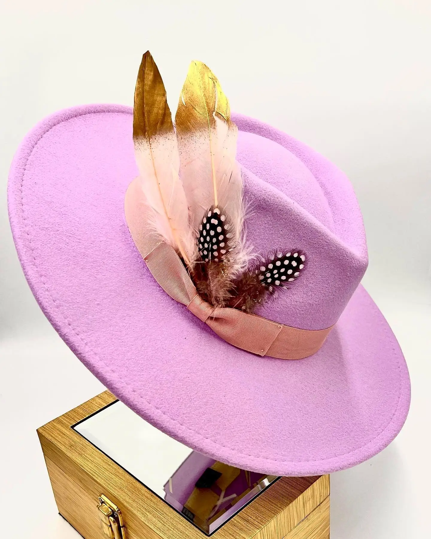 Orange-fedora-hat-9-5cm-brim-feather-accessories-wide-brim-jazz-hat ...