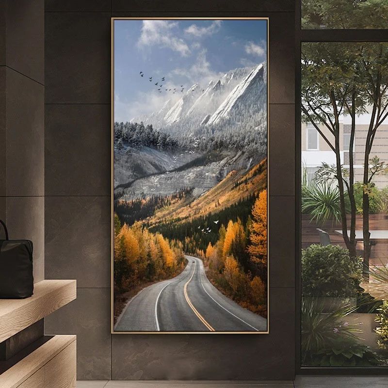 Travel Highway Landscape Posters Nature Road Canvas Mountain Painting ...
