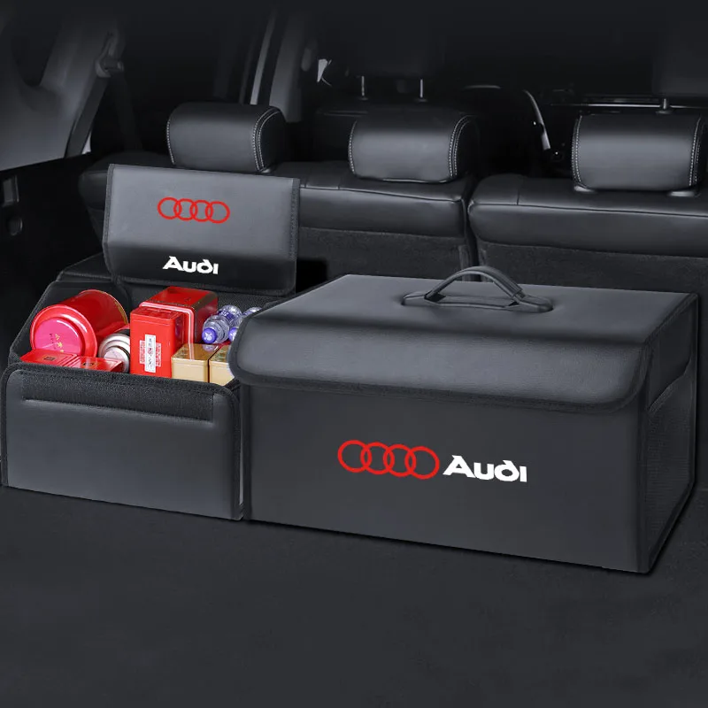 Car-Trunk-Collapsible-Leather-Tidying-Stowing-Box-Accessories-For-Audi ...