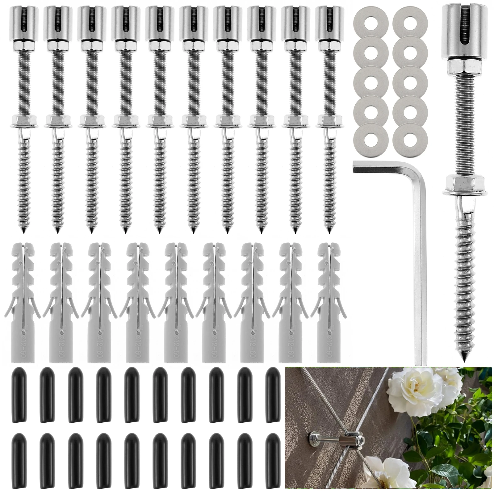 10PCS-Cross-Cable-Clamps-Stainless-Steel-Heavy-Duty-Cable-Clips-Wall ...