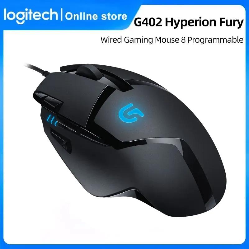 Logitech G402 Hyperion Fury 유선 게이밍 마우스, 프로그래밍 가능한 키 8 개, 4000DPI 고속 퓨전 ...
