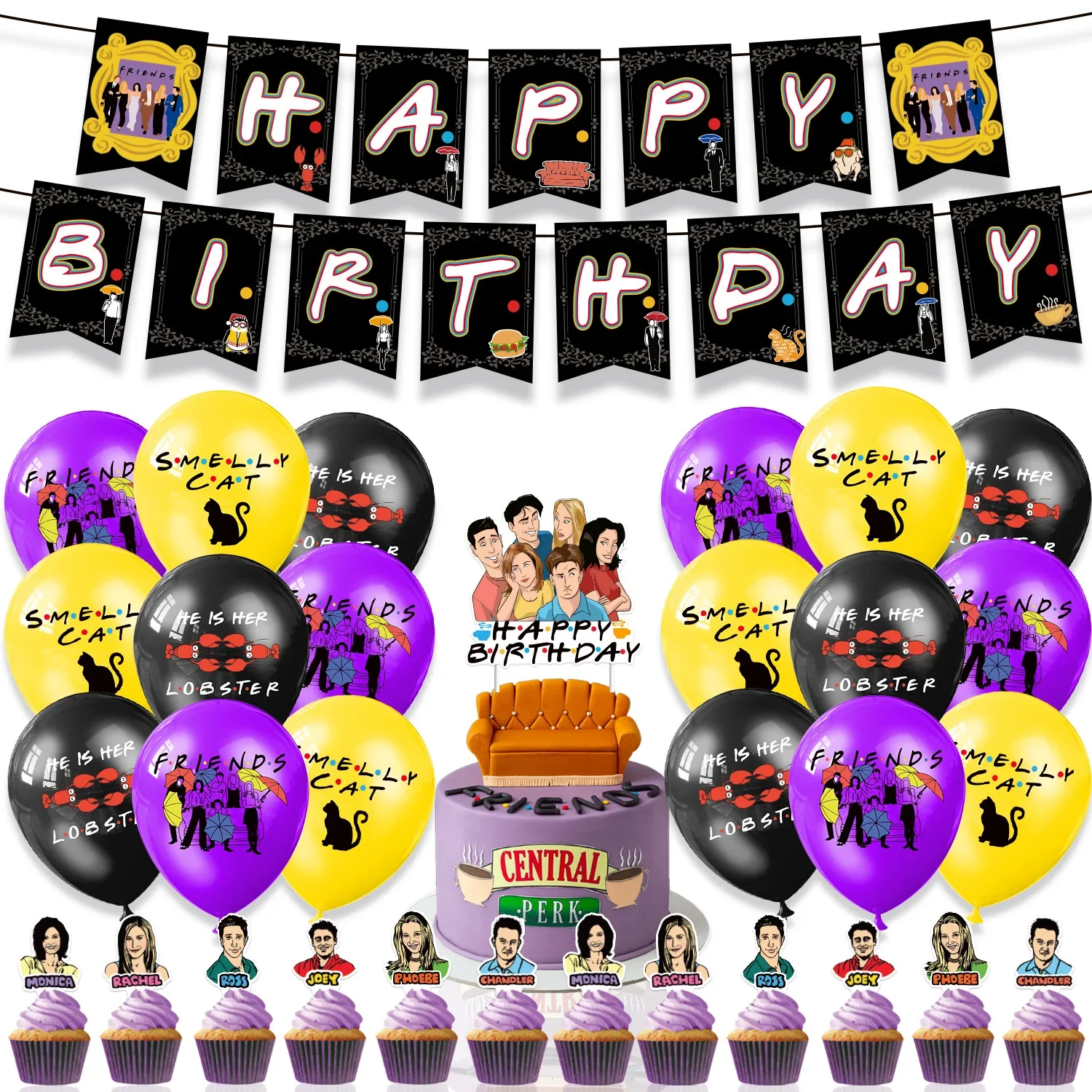 New-1set-TV-Show-Friends-Theme-Party-Supplies-Balloons-Flag-Banner-Cake ...