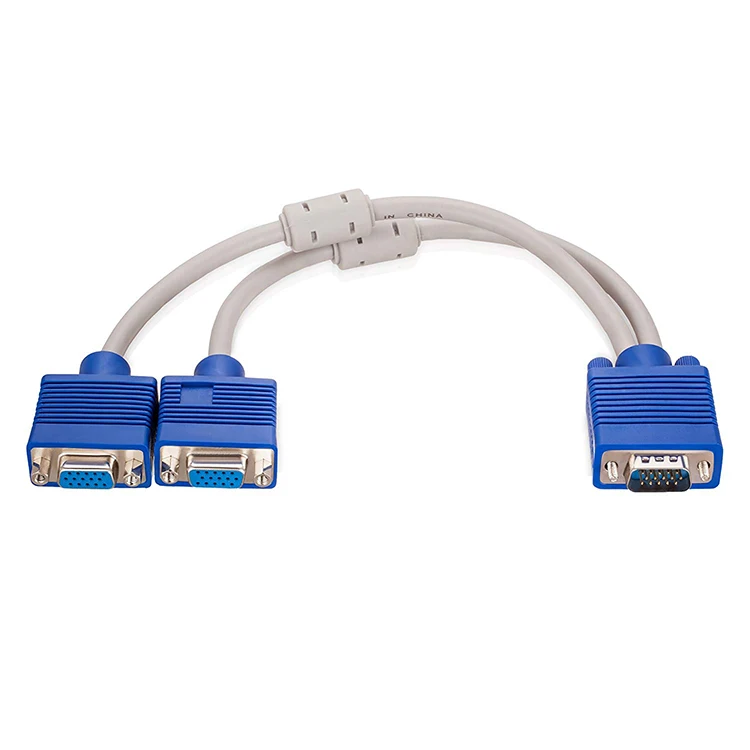 VGA SVGA Male to 2 VGA two HDB15 Female Splitter Adapter extension ...