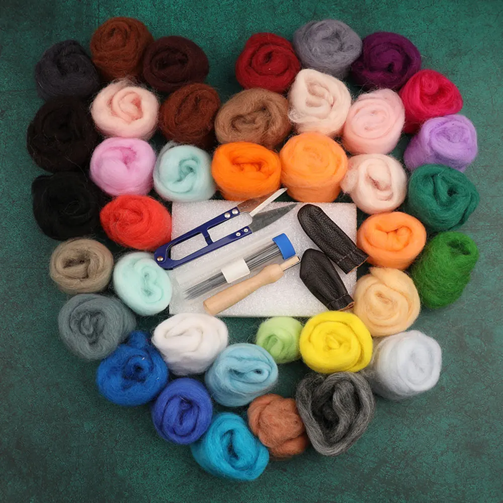 10/25 Color Wool Roving For Felting Wool Needle Felt Starter Kit Wool ...
