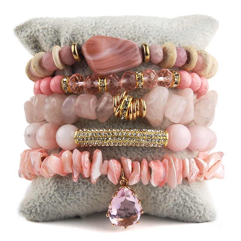 RH-Fashion-Bohemia-Jewelry-Accessory-Stone-Beaded-and-Crystal-Charm-5pc-Stack-Stretch-Bracelets ...