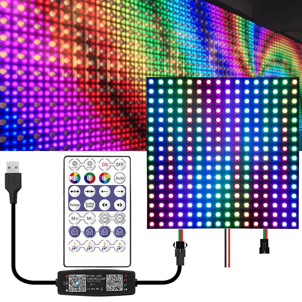 개별 주소 지정 가능 LED 패널 라이트, WS2812B, WS2812 모듈 매트릭스 스크린, USB 28 키 BT 음악 ...