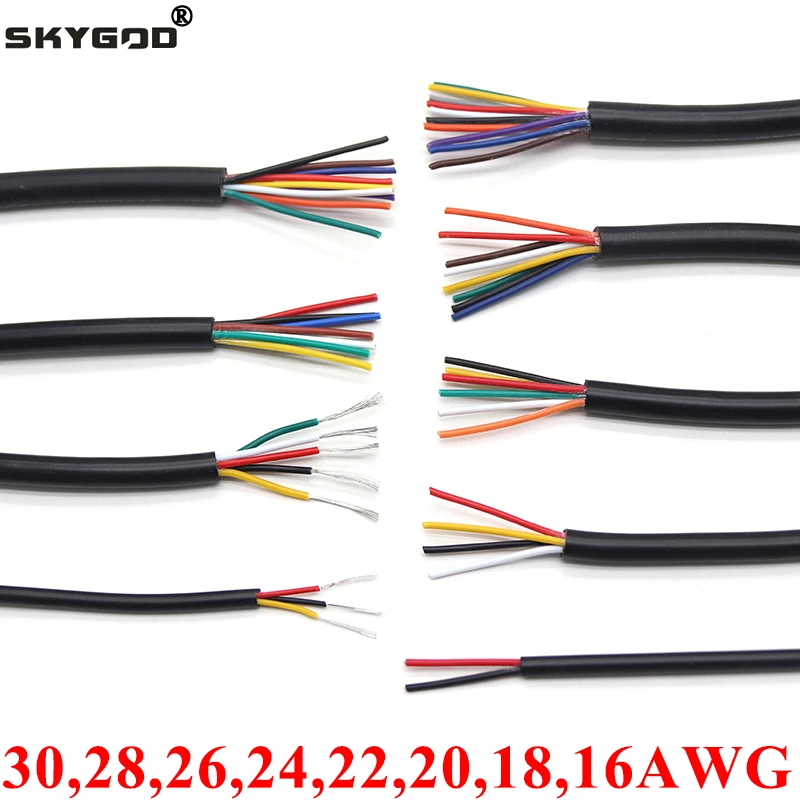 2/5/10M UL2464 Sheathed Wire Cable 30 28 26 24 22 20 18 16AWG Copper Signal Cable 2 3 4 5 6 7 8 ...