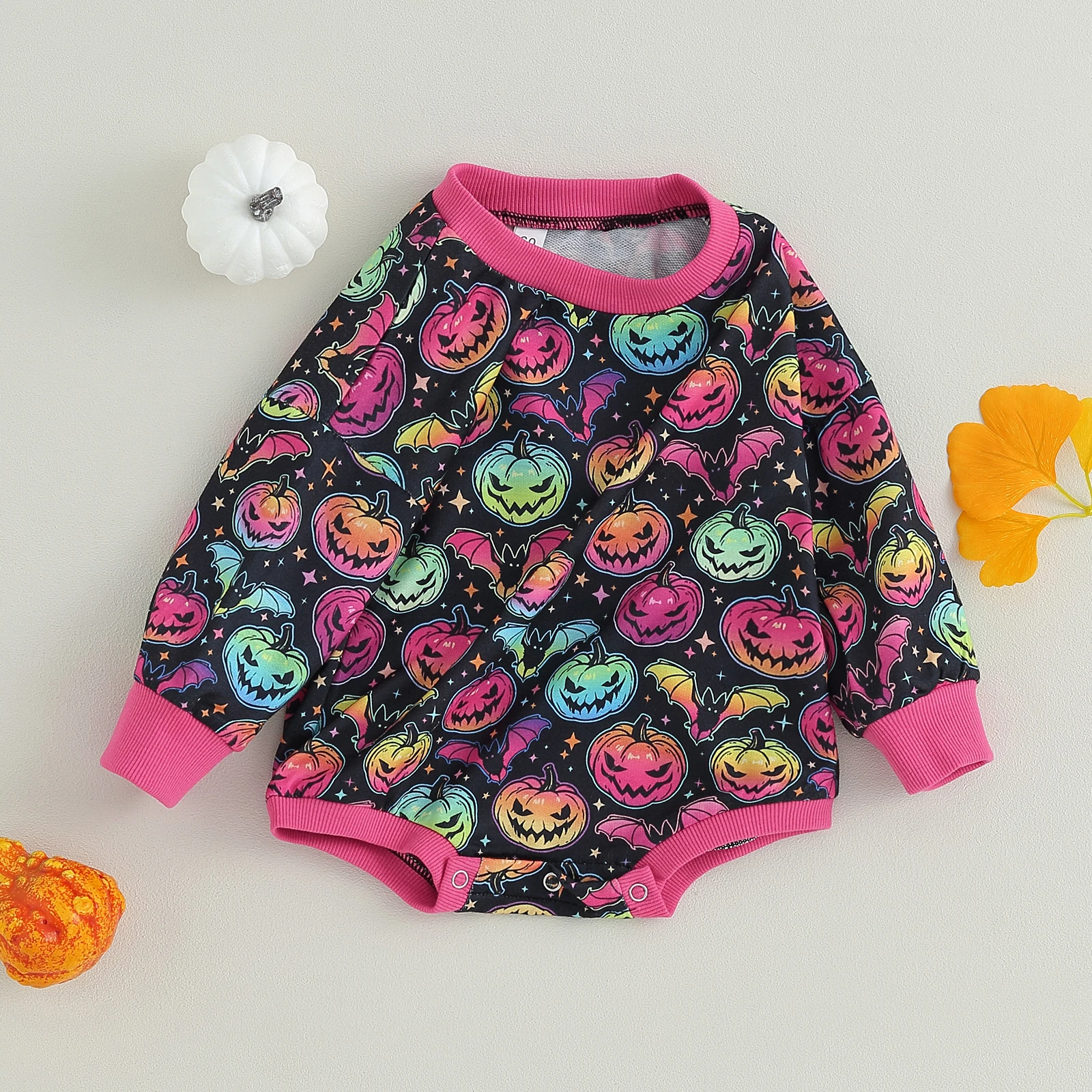 Infant-Baby-Girls-Halloween-Romper-Novelty-Ghost-Pumpkin-Floral-Print-Long-Sleeve-O-Neck ...