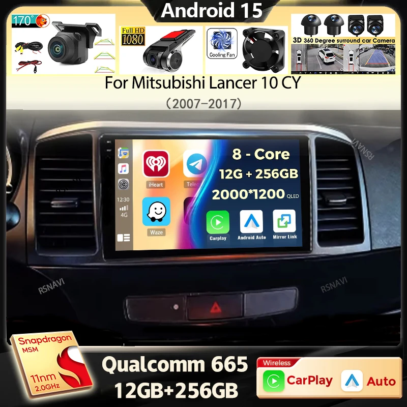 Android 15 Carplay Car Radio For Mitsubishi Lancer 10 CY 2007 2008 ...