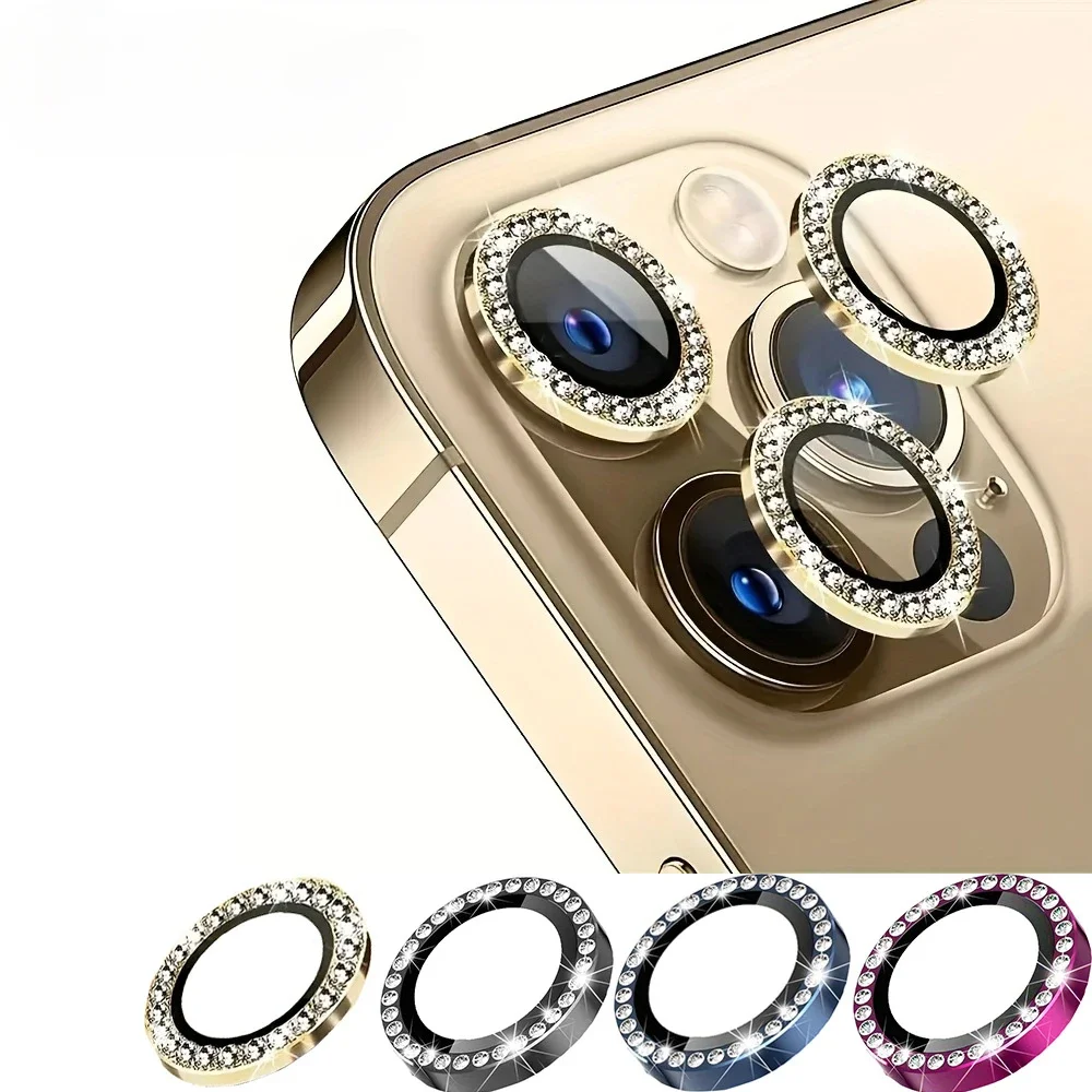 Bling Diamond Metal Ring Camera Lens Protector for IPhone 16 15 14 13 ...